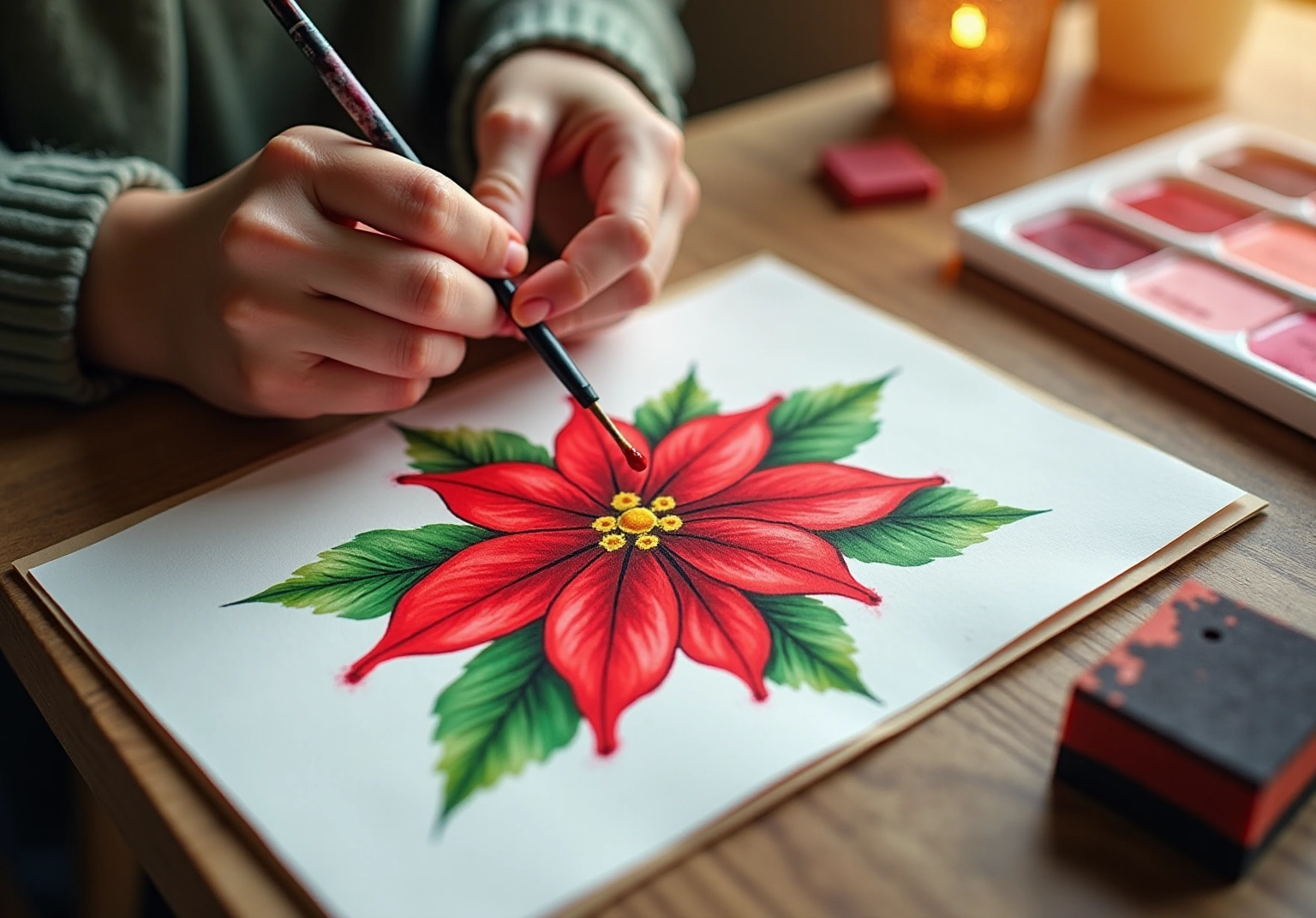 Creating Poinsettia Watercolor Cards