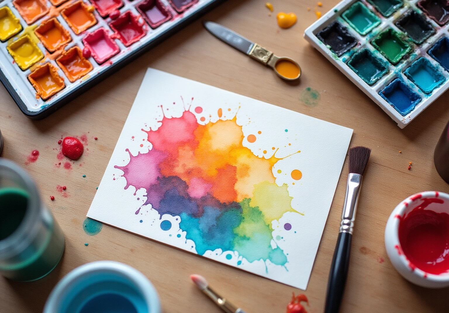 Creating Watercolor Cards in a Cozy Workspace Creating Watercolor Cards in a Cozy Workspace