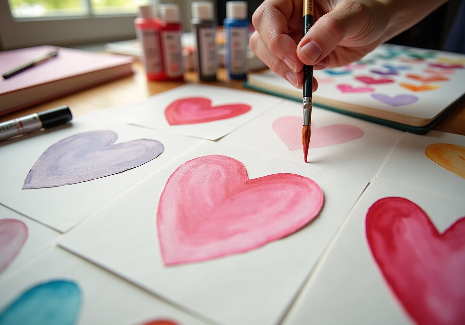 Creating Watercolor Heart Cards