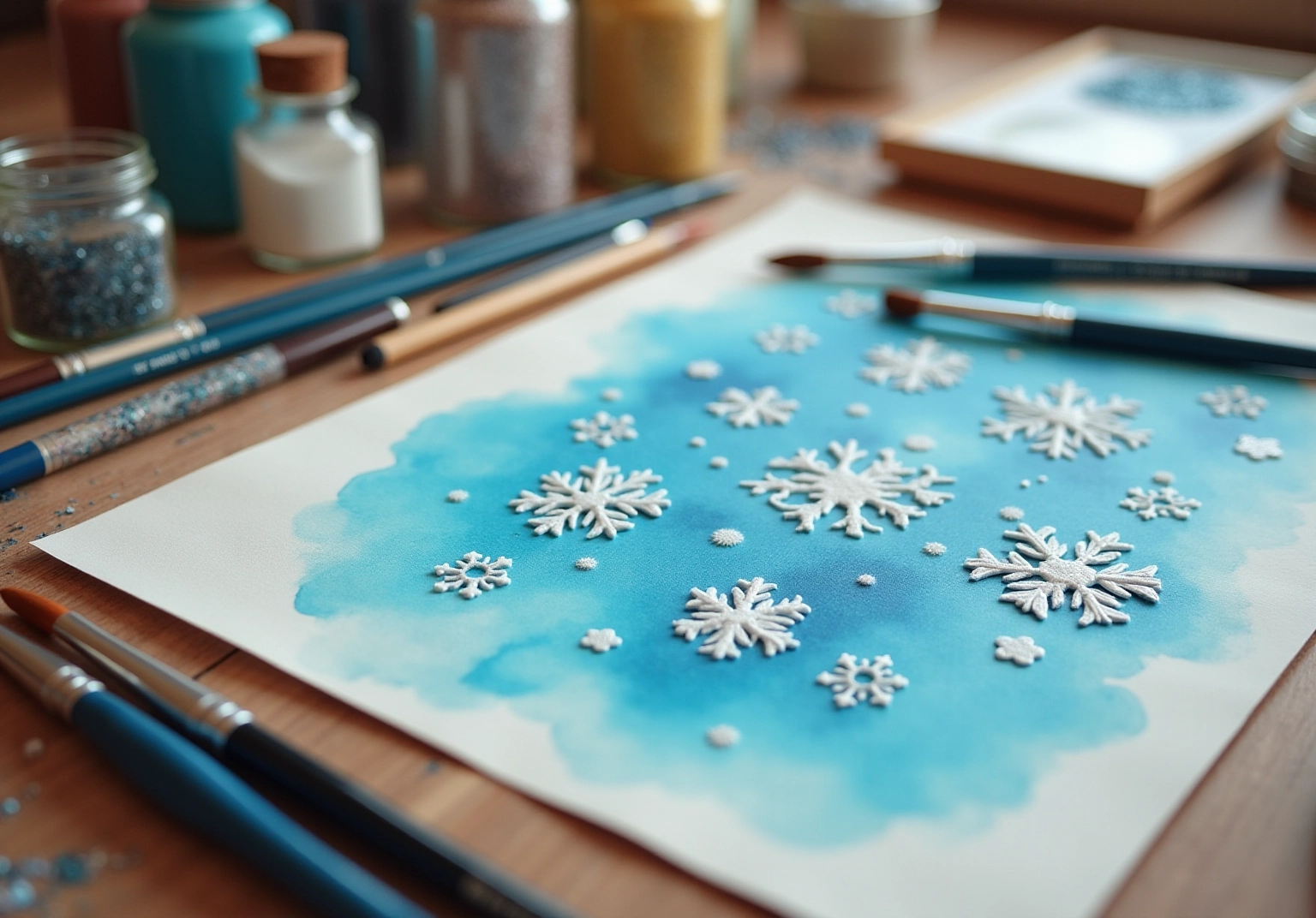 Creating Whimsical Watercolor Snowflakes