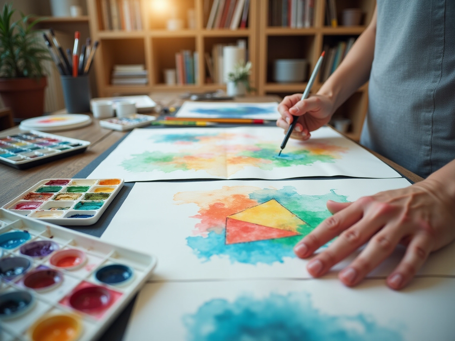 Creative Abstract Watercolor Painting in Progress