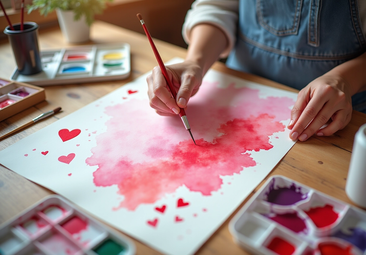 Creative Watercolor Gift Wrap for Valentine's Day