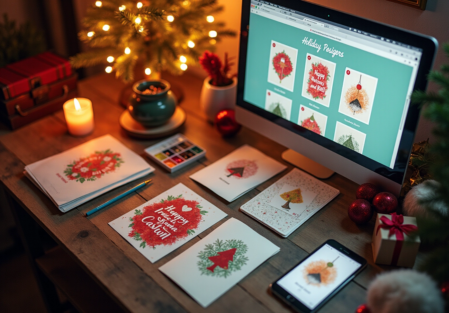 Creative Workspace for Holiday Card Design Creative Workspace for Holiday Card Design