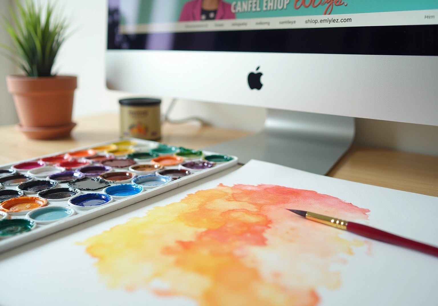 Creative Workspace for Watercolor Painting Creative Workspace for Watercolor Painting