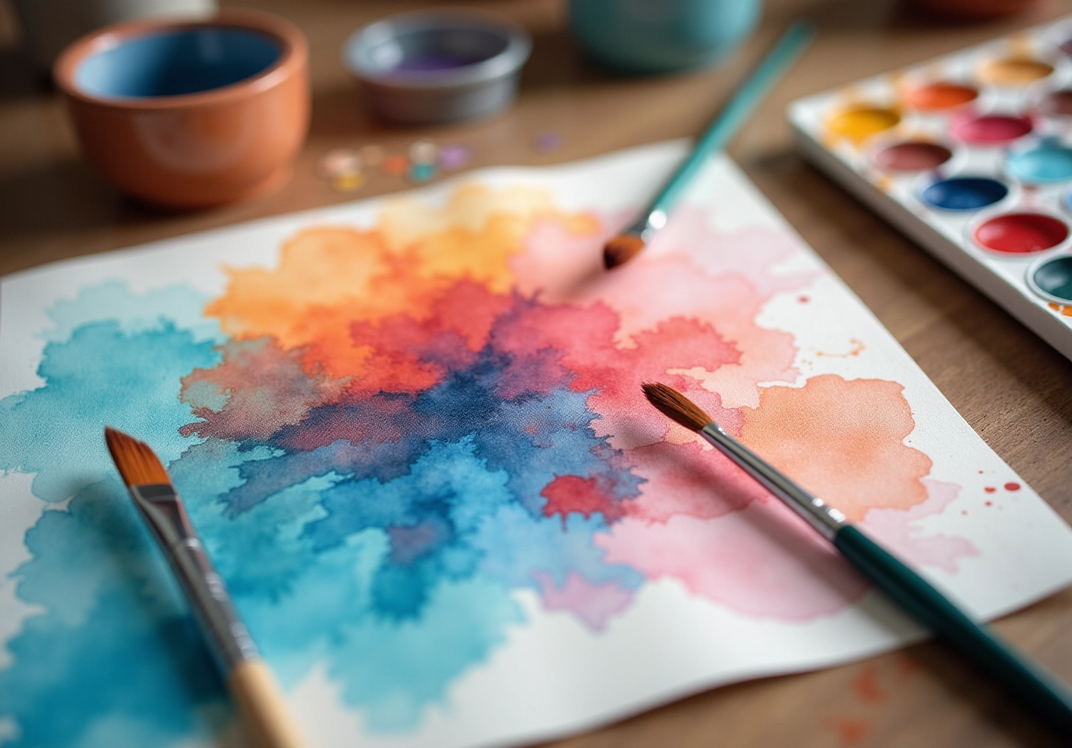 Creative Workspace with Fabriano Watercolor Paper Creative Workspace with Fabriano Watercolor Paper