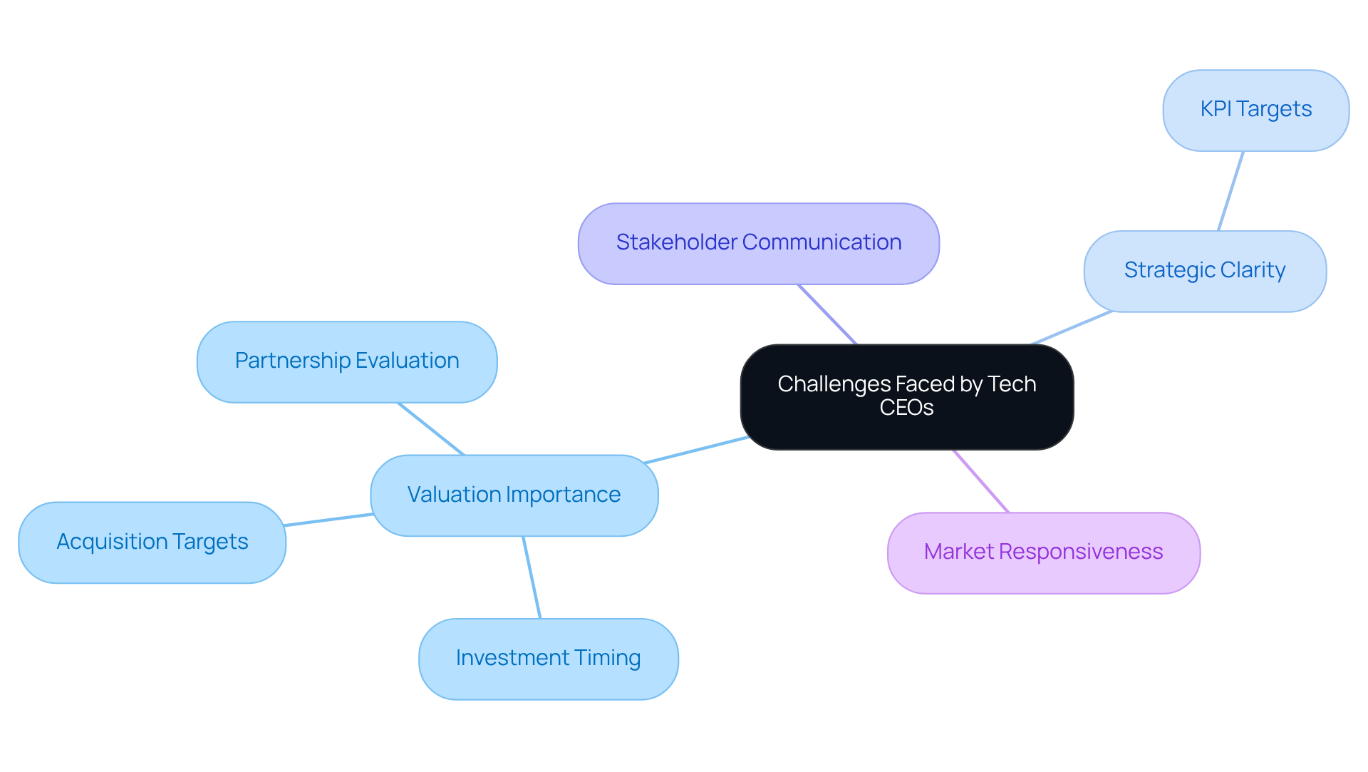 The central node represents the main topic, while the branches show key challenges and their relationships to valuation. Each color-coded branch helps you see how different aspects connect to the overall theme of effective decision-making. The central node represents the main topic, while the branches show key challenges and their relationships to valuation. Each color-coded branch helps you see how different aspects connect to the overall theme of effective decision-making.