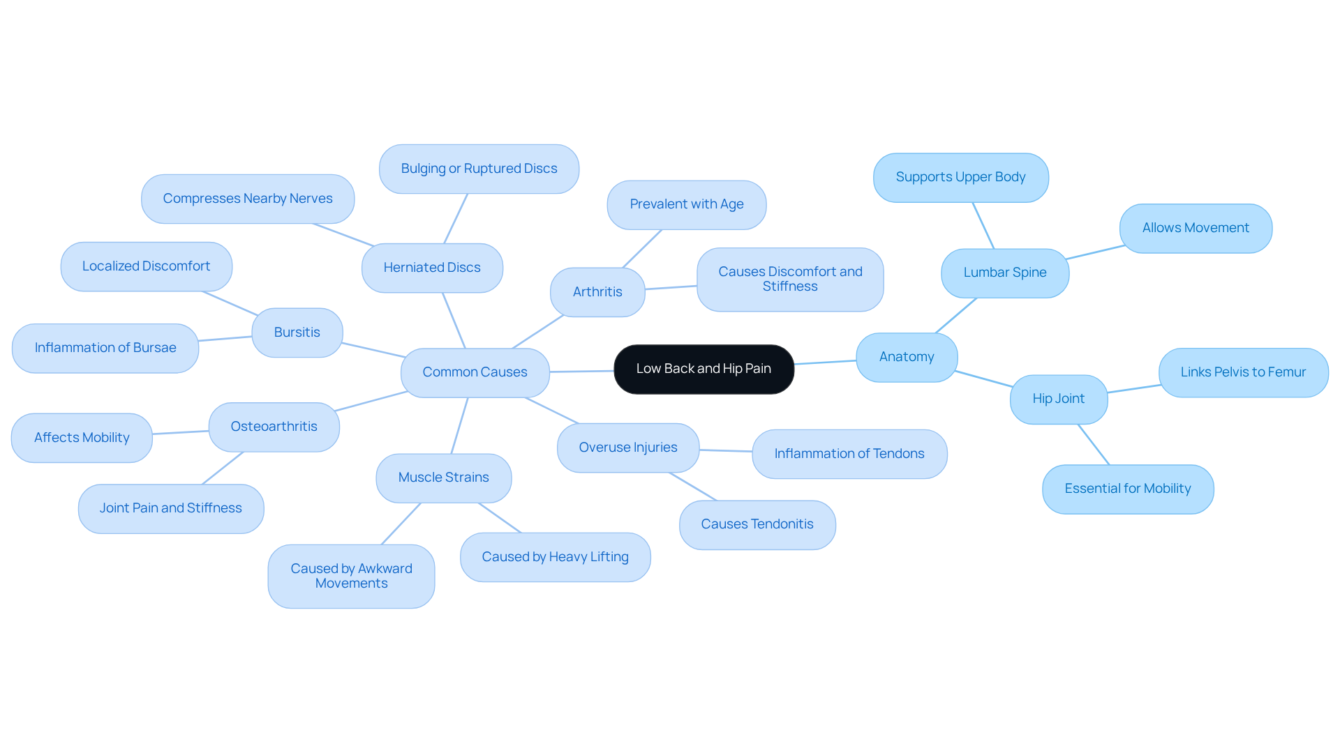 The central node represents the overall topic, while the branches show the anatomy and causes of pain. Each color-coded branch helps you identify different aspects of the topic, making it easier to understand how they relate to each other. The central node represents the overall topic, while the branches show the anatomy and causes of pain. Each color-coded branch helps you identify different aspects of the topic, making it easier to understand how they relate to each other.