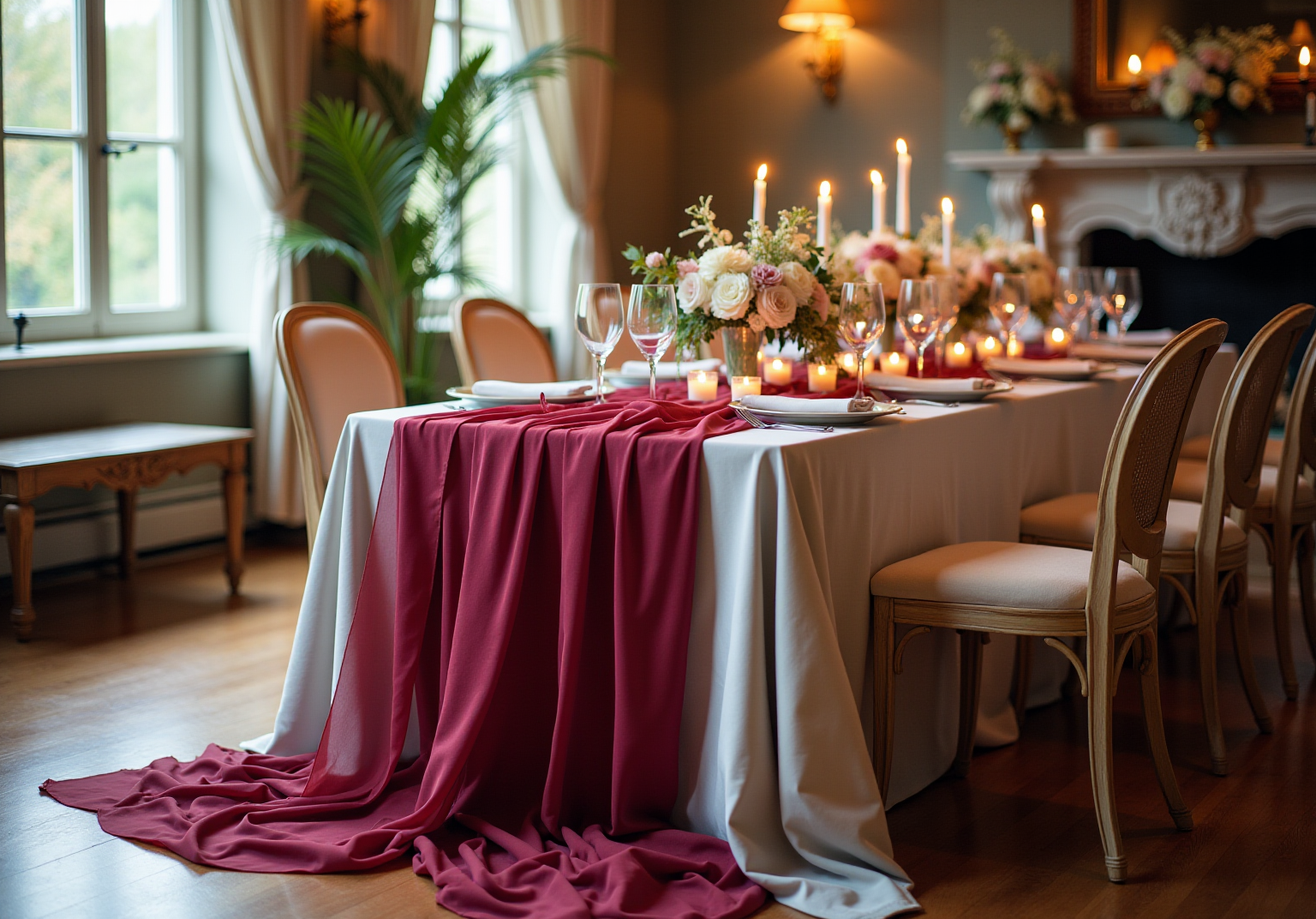 Maximize Event Impact with Burgundy Chiffon Table Runners