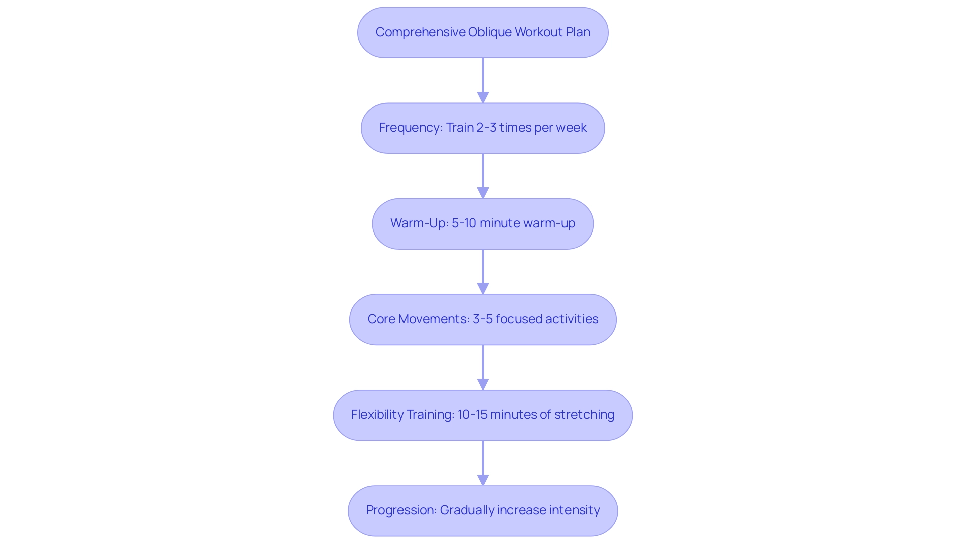 Each box represents a component of the workout plan, with arrows indicating the sequence and flow of steps.