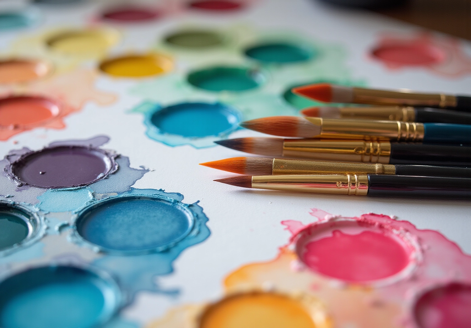 Custom Watercolor Brushes in Artistic Studio