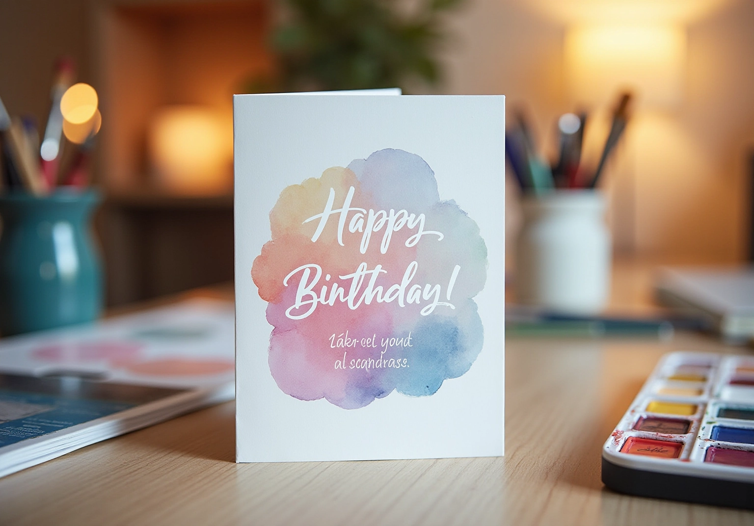 Customizable Watercolor Birthday Card