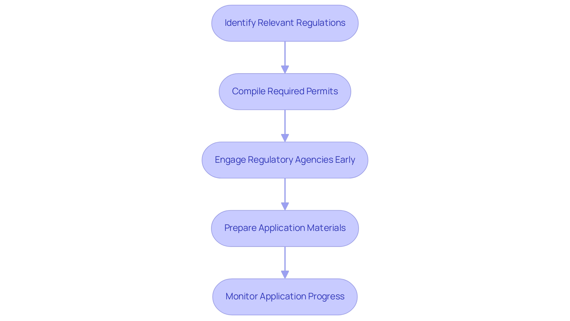 Each box represents a step in the permitting process, with arrows indicating the flow from one step to the next. The colors denote different stages of the process.