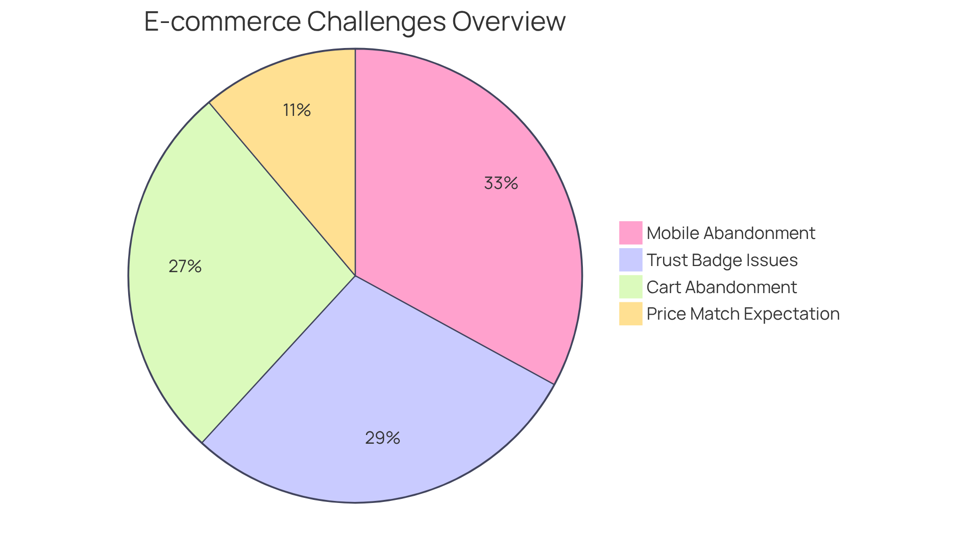 Each slice of the pie shows a different challenge or expectation in e-commerce. The larger the slice, the more significant the issue or expectation it represents.