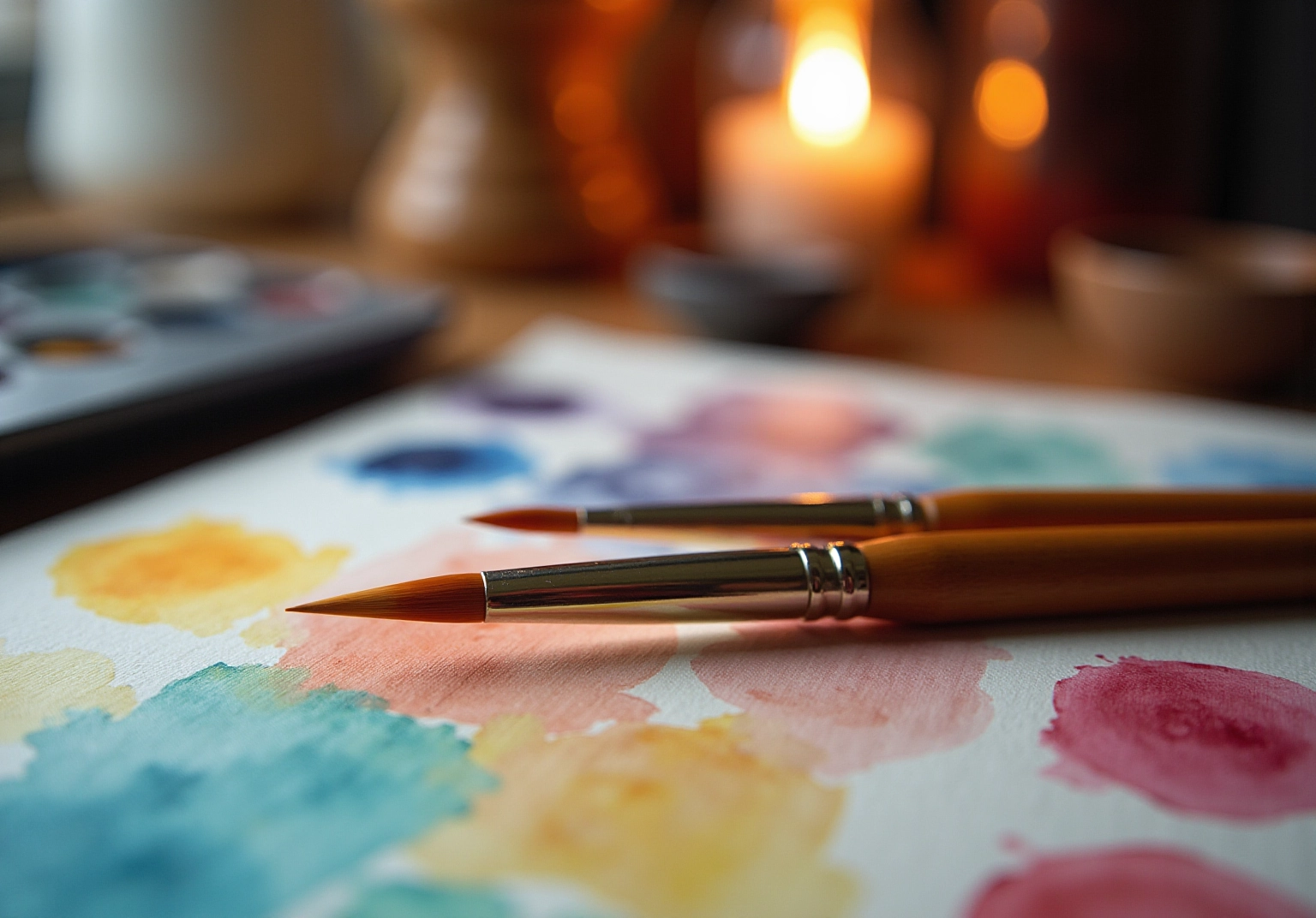 Da Vinci Maestro Watercolor Brushes in an Artist's Workspace