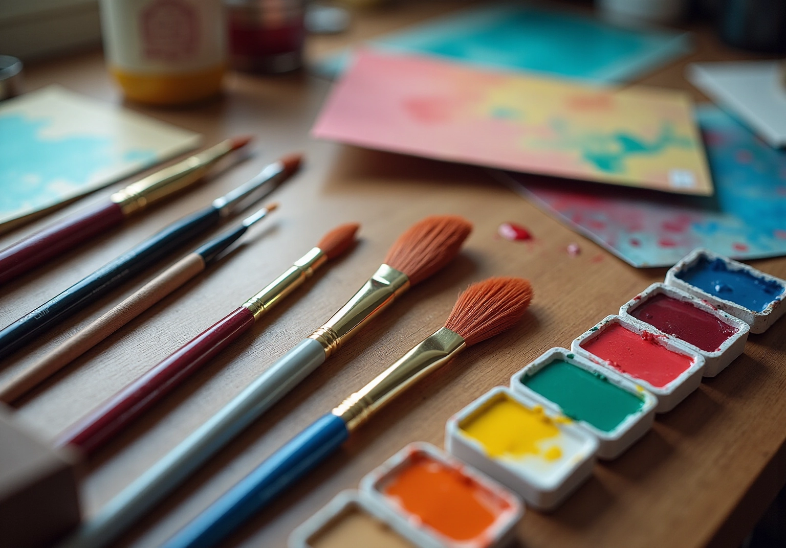 Da Vinci Watercolor Brushes in an Artist's Studio