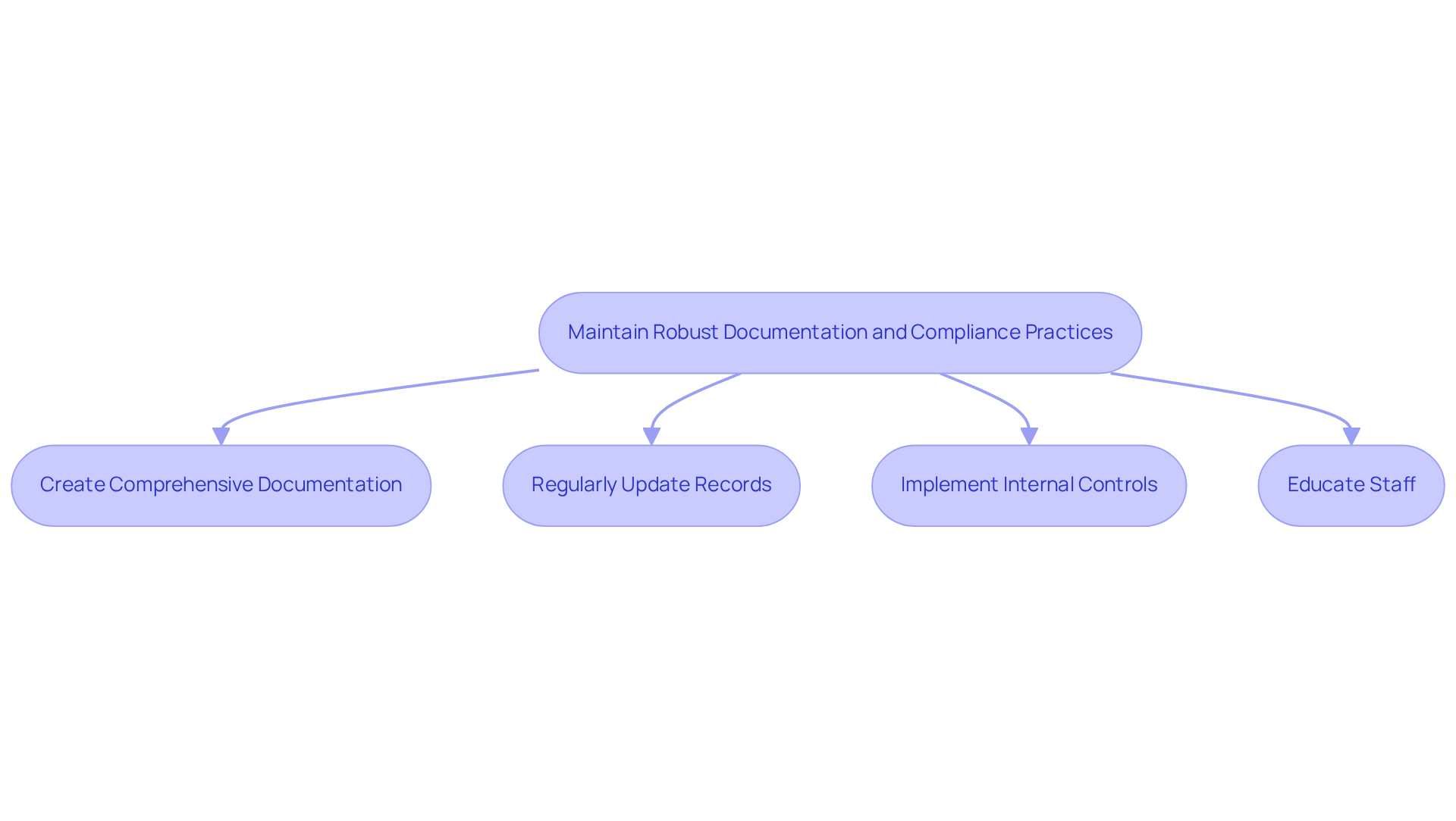 This flowchart outlines the essential steps tech CEOs should take to maintain strong documentation and compliance. Each box represents a key practice, and the arrows show how these practices connect to support effective compliance and risk management.