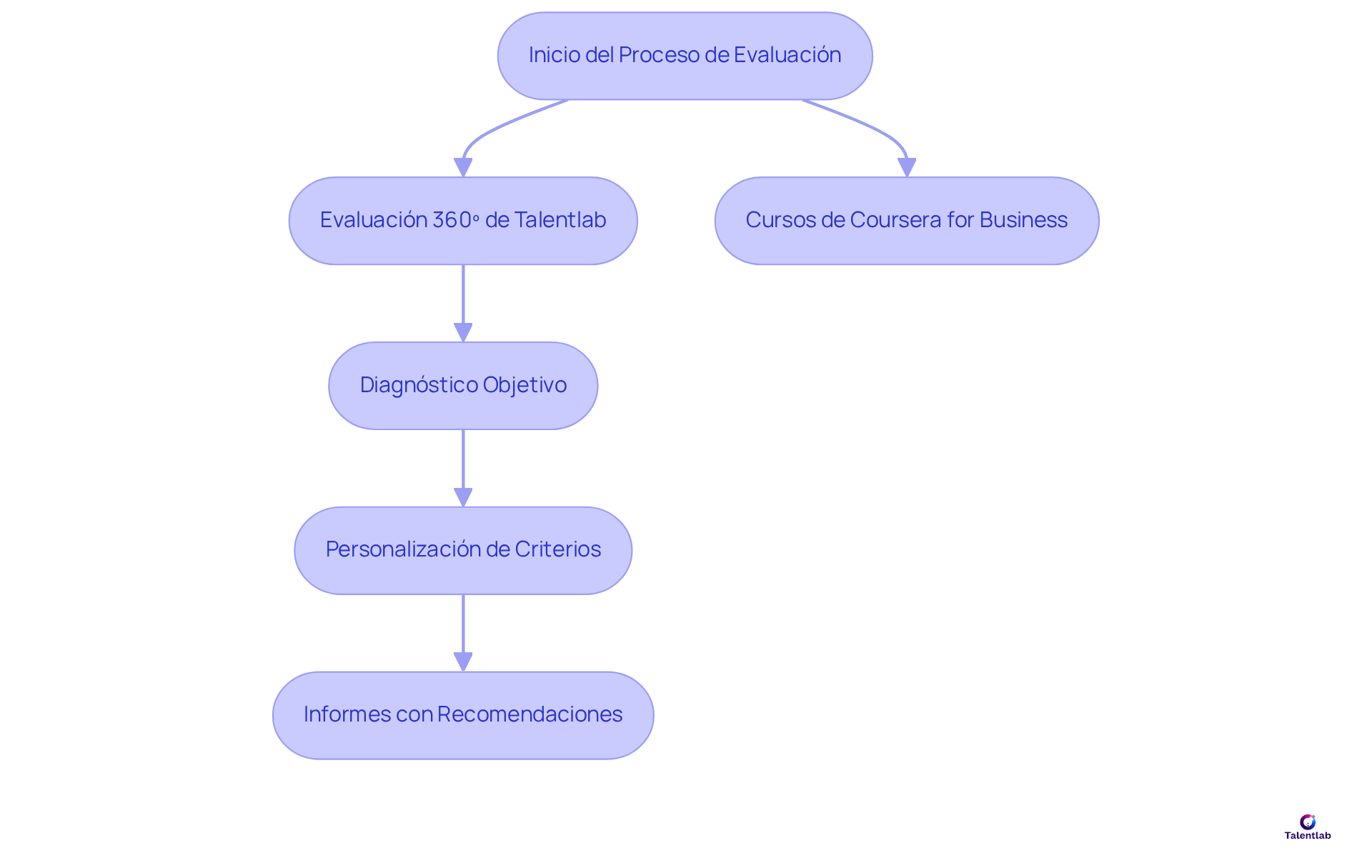 Este diagrama muestra cómo las organizaciones pueden evaluar y mejorar su capital humano. Sigue las flechas para ver cómo se desarrolla el proceso desde el diagnóstico hasta las recomendaciones.