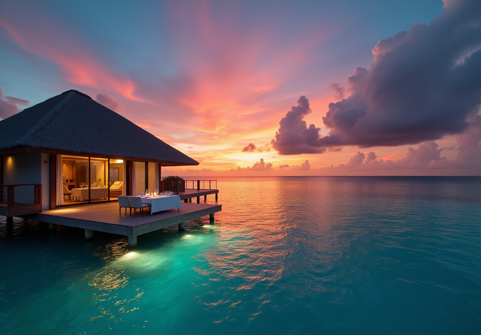 Romantic Sunset in the Maldives Romantic Sunset in the Maldives