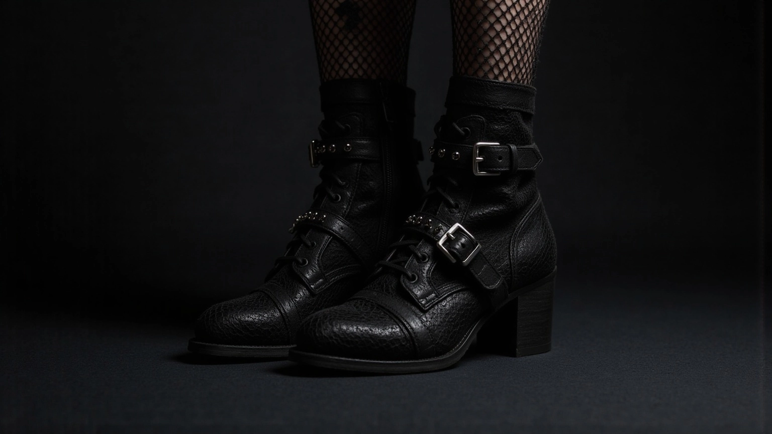 Demonia Fishnet Boots: Gothic Footwear Detail