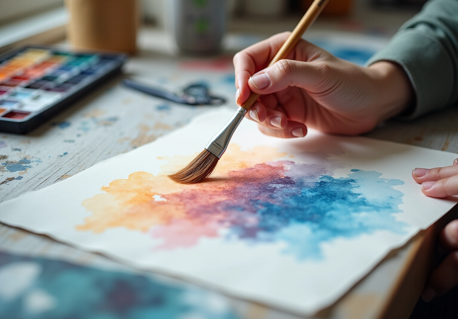 Demonstrating the Dry Brush Technique in Watercolor