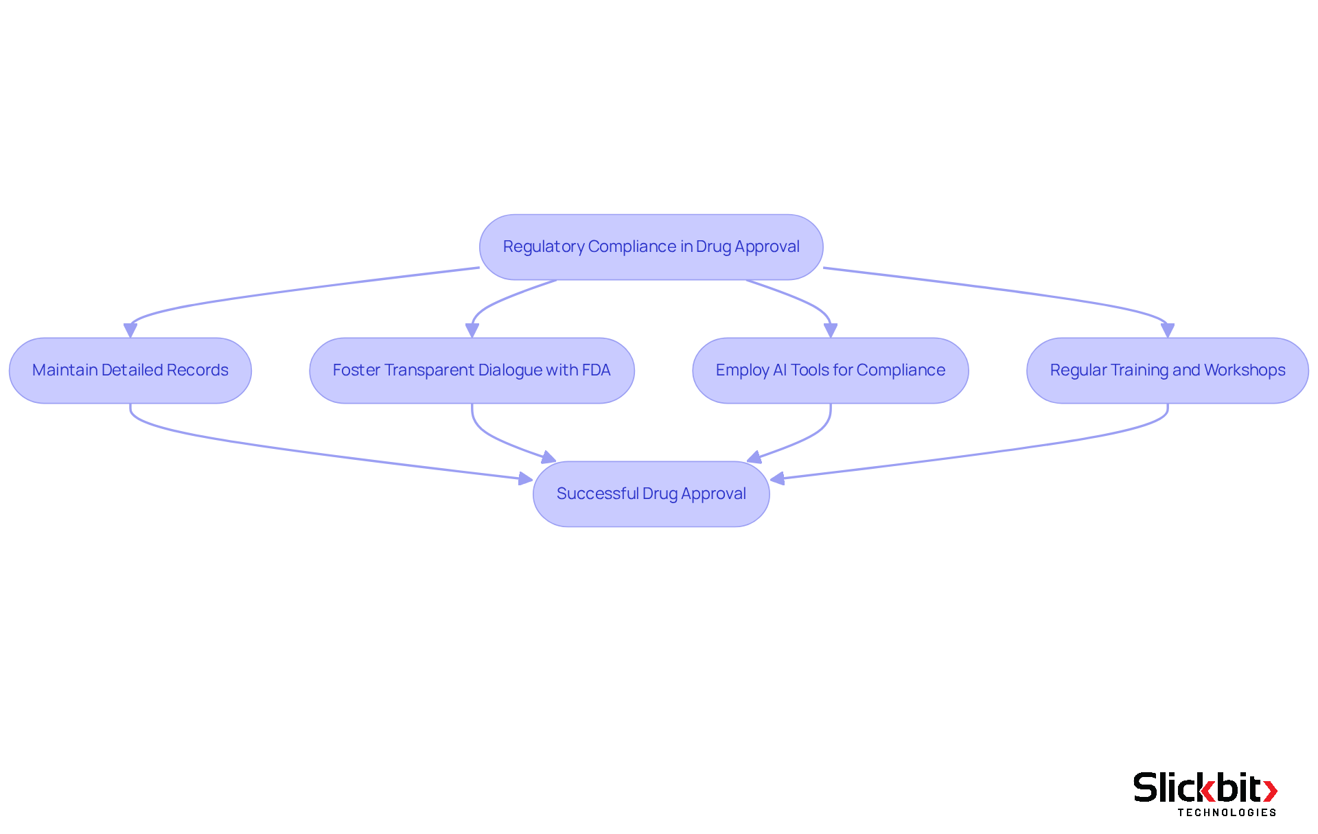 Each box represents a crucial step in the compliance journey. Follow the arrows to see how these steps connect and lead to successful drug approval processes.