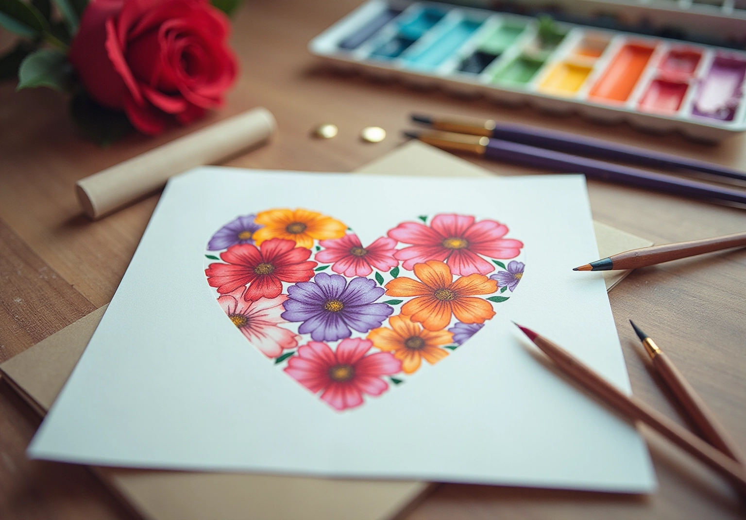 DIY Floral Heart Watercolor Card DIY Floral Heart Watercolor Card