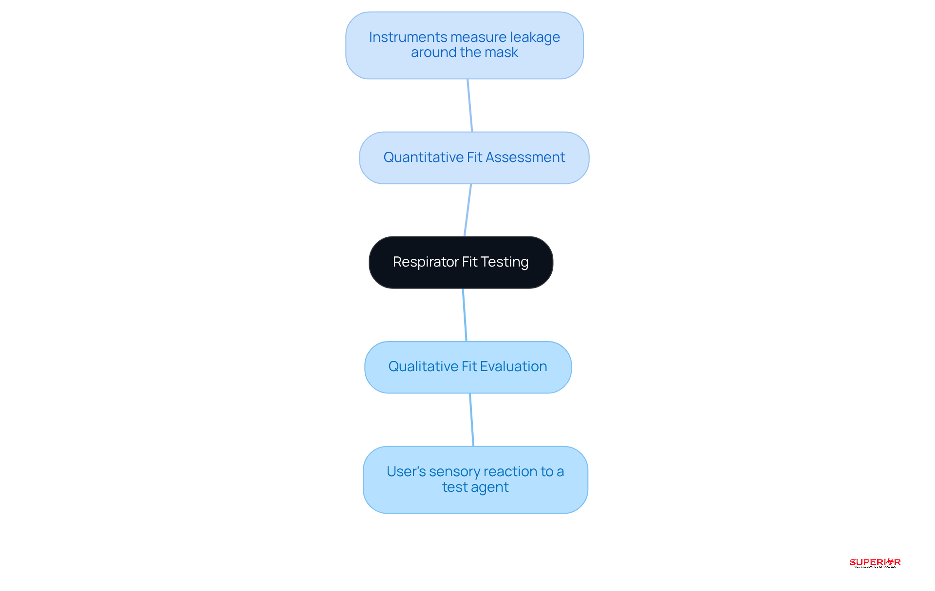 The center represents the main topic of respirator fit testing, while the branches show the two types of evaluations. Each branch provides a brief description to help you understand the differences.