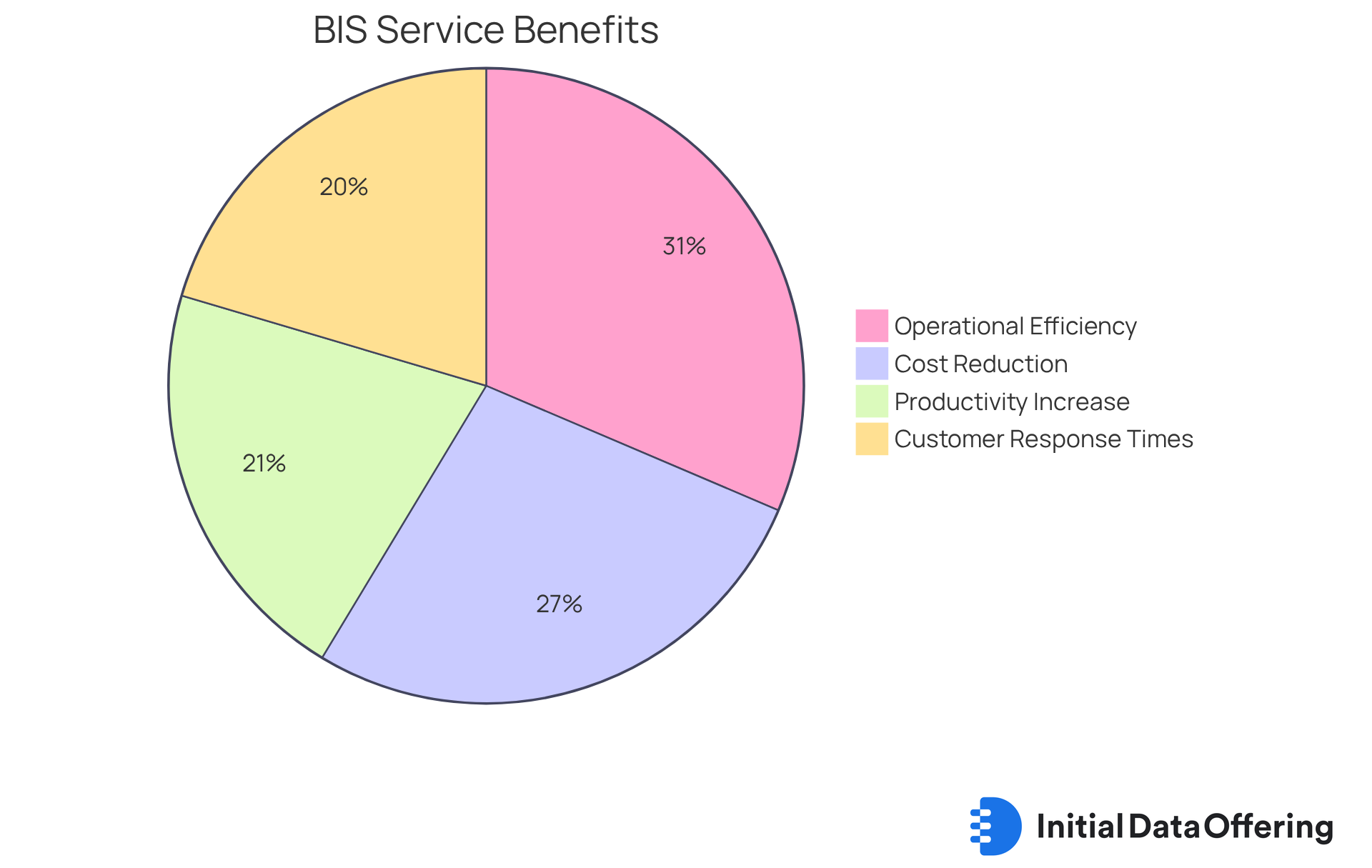This chart illustrates how many organizations benefited from BIS's services: a larger slice means more organizations experienced that particular improvement. For example, 60% of organizations reported a significant boost in efficiency thanks to data processing. This chart illustrates how many organizations benefited from BIS's services: a larger slice means more organizations experienced that particular improvement. For example, 60% of organizations reported a significant boost in efficiency thanks to data processing.