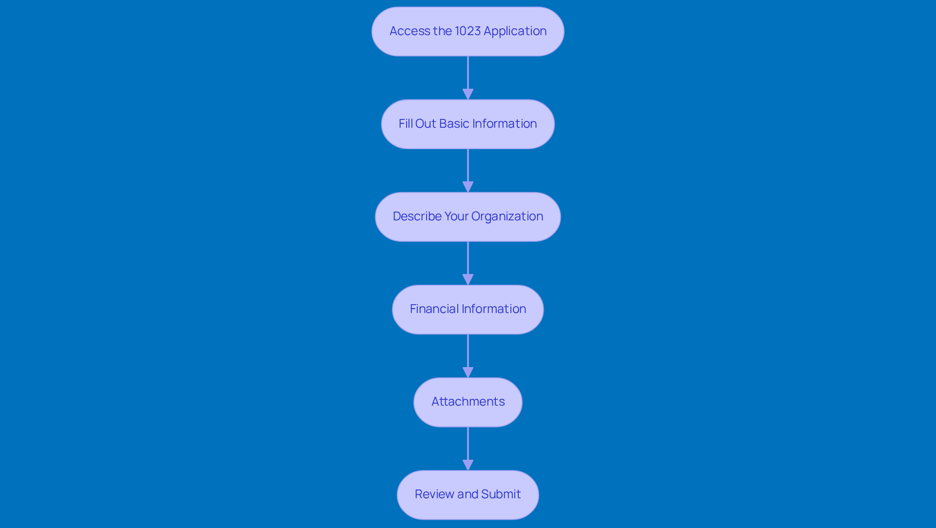 Each box represents a step in the application process. Follow the arrows to see how to move from one step to the next, ensuring you complete each part before submitting your application.