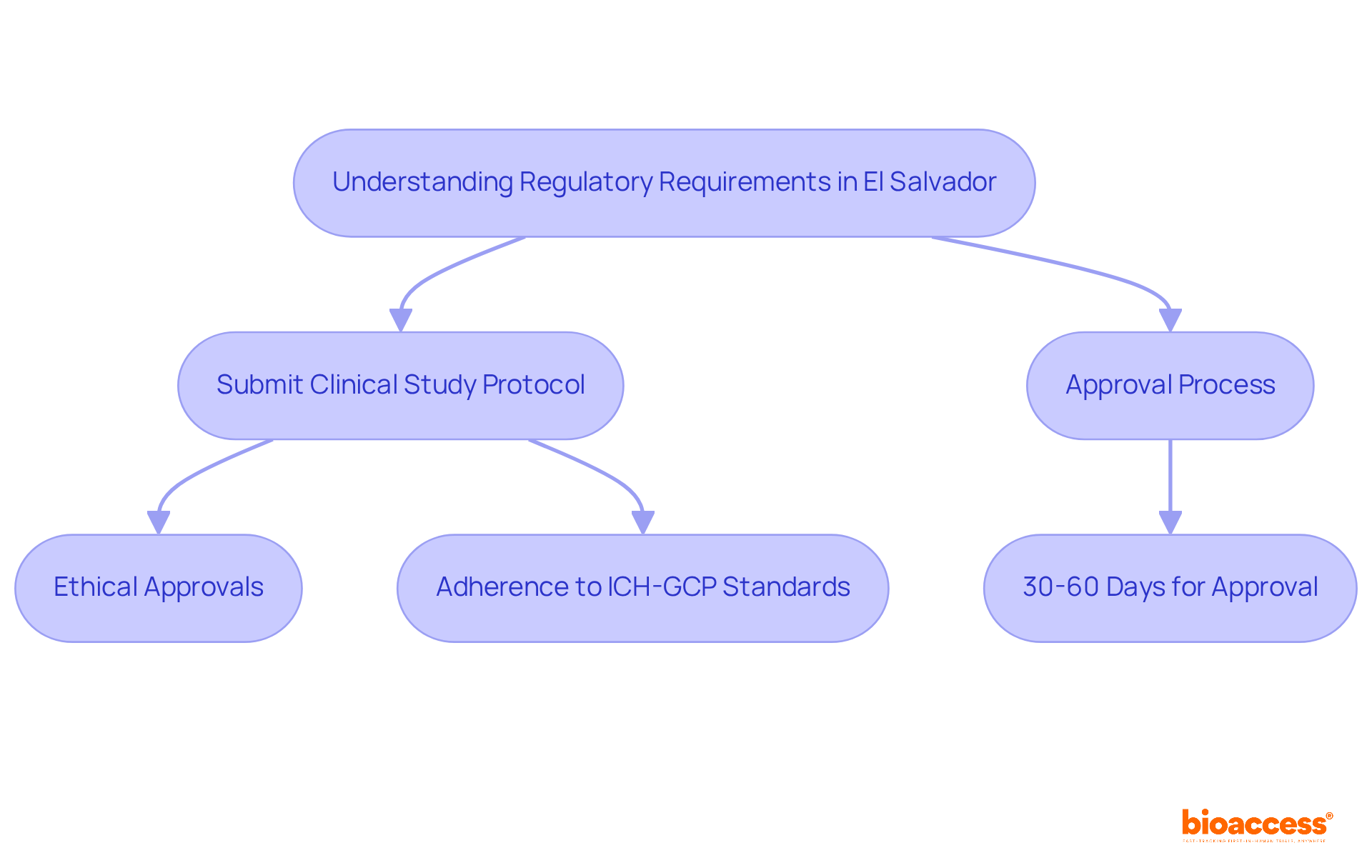 This flowchart outlines the steps researchers need to take to navigate the regulatory landscape in El Salvador. Start at the top with understanding the requirements, then follow the arrows to see what needs to be submitted and the expected timeline for approval. This flowchart outlines the steps researchers need to take to navigate the regulatory landscape in El Salvador. Start at the top with understanding the requirements, then follow the arrows to see what needs to be submitted and the expected timeline for approval.