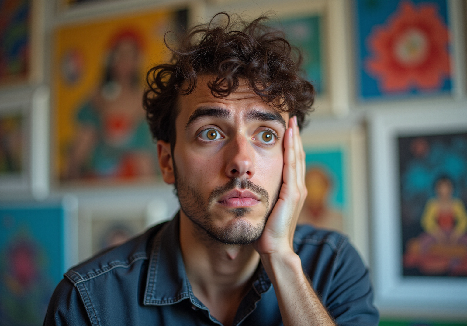 Overwhelmed Creator in a Sea of Art