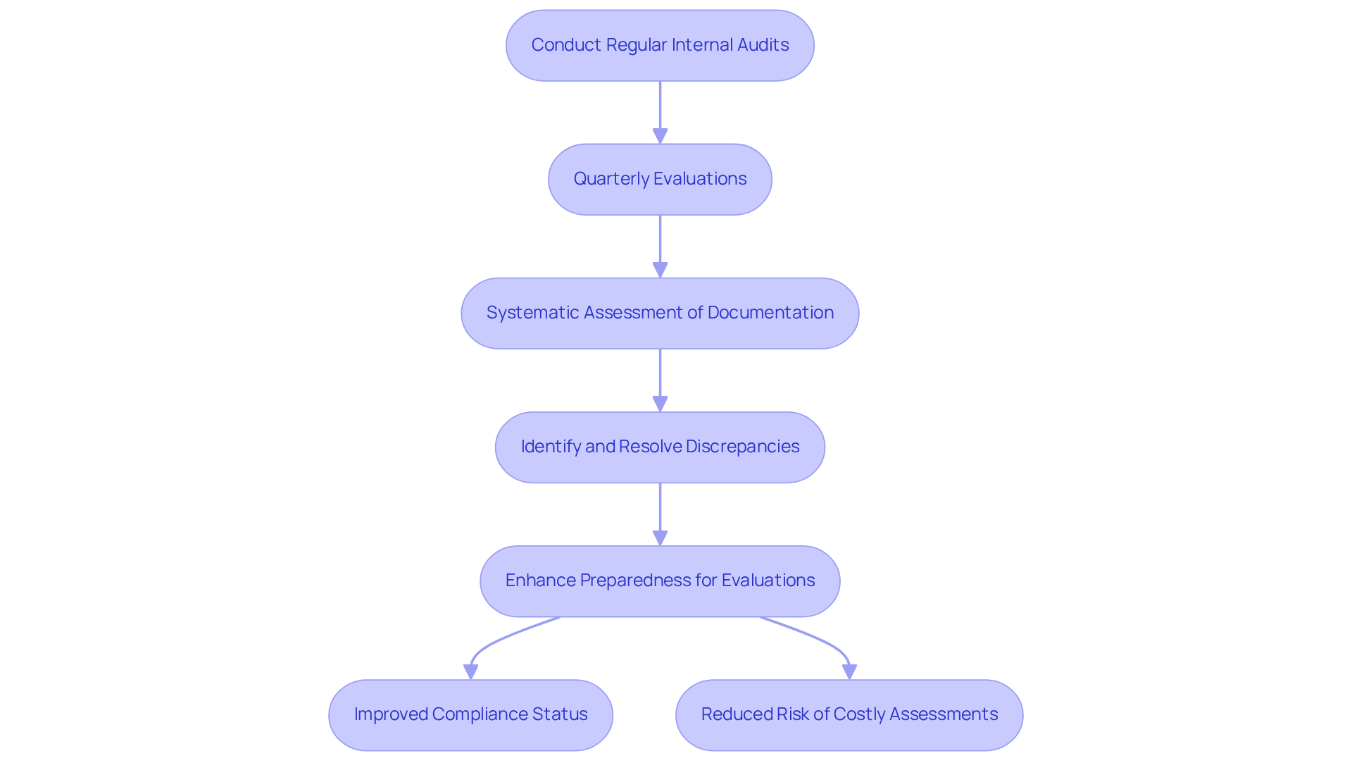 Follow the arrows to see how conducting regular audits leads to better compliance and less risk. Each step builds on the previous one, showing the importance of a systematic approach.