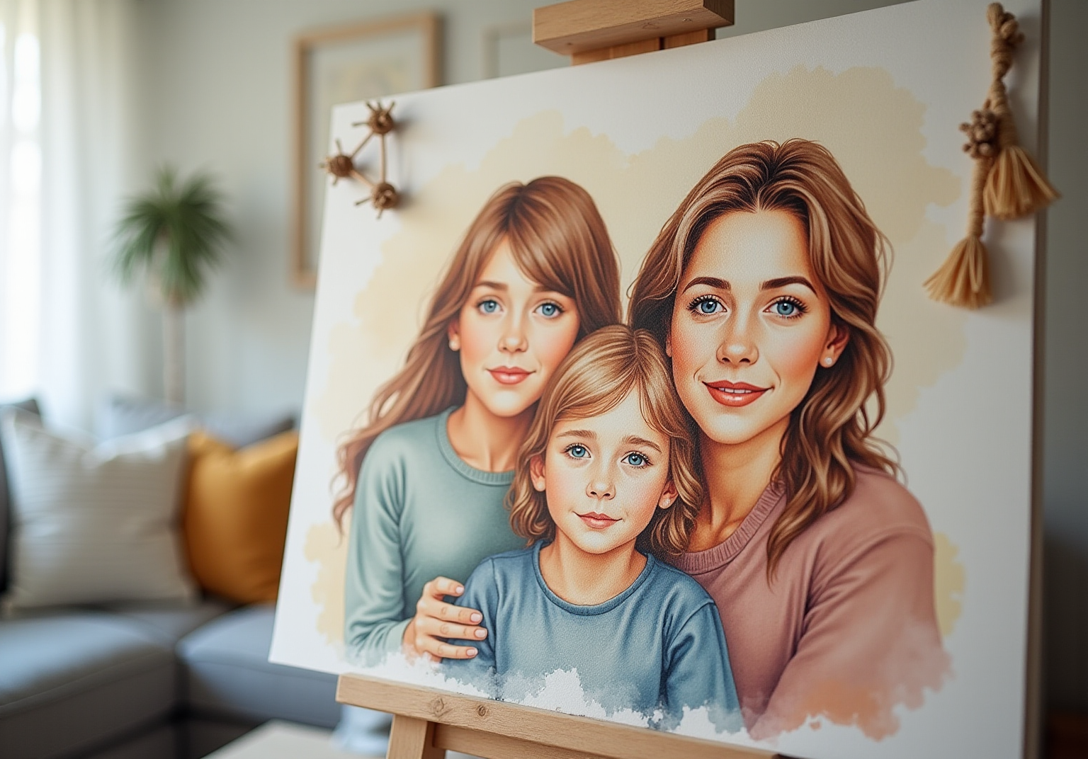 Heartfelt Custom Watercolor Family Portrait Heartfelt Custom Watercolor Family Portrait