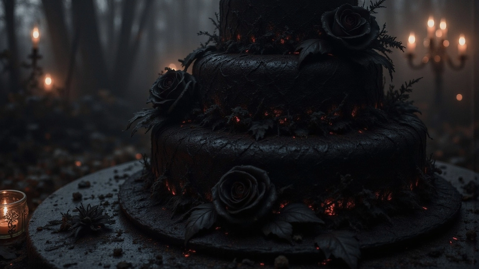 Dramatic Black Wedding Cake