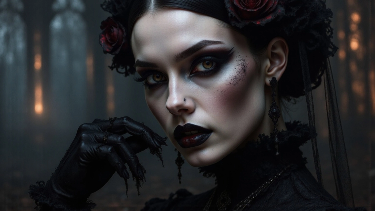 Dramatic Gothic Makeup Close-Up