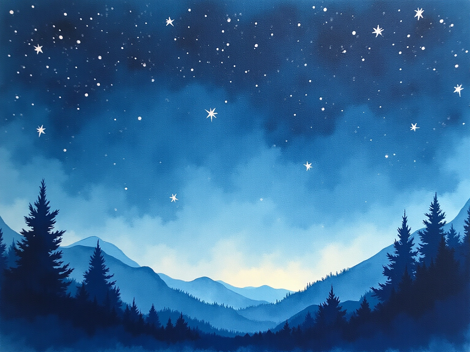 Dreamy Night Sky in Watercolor