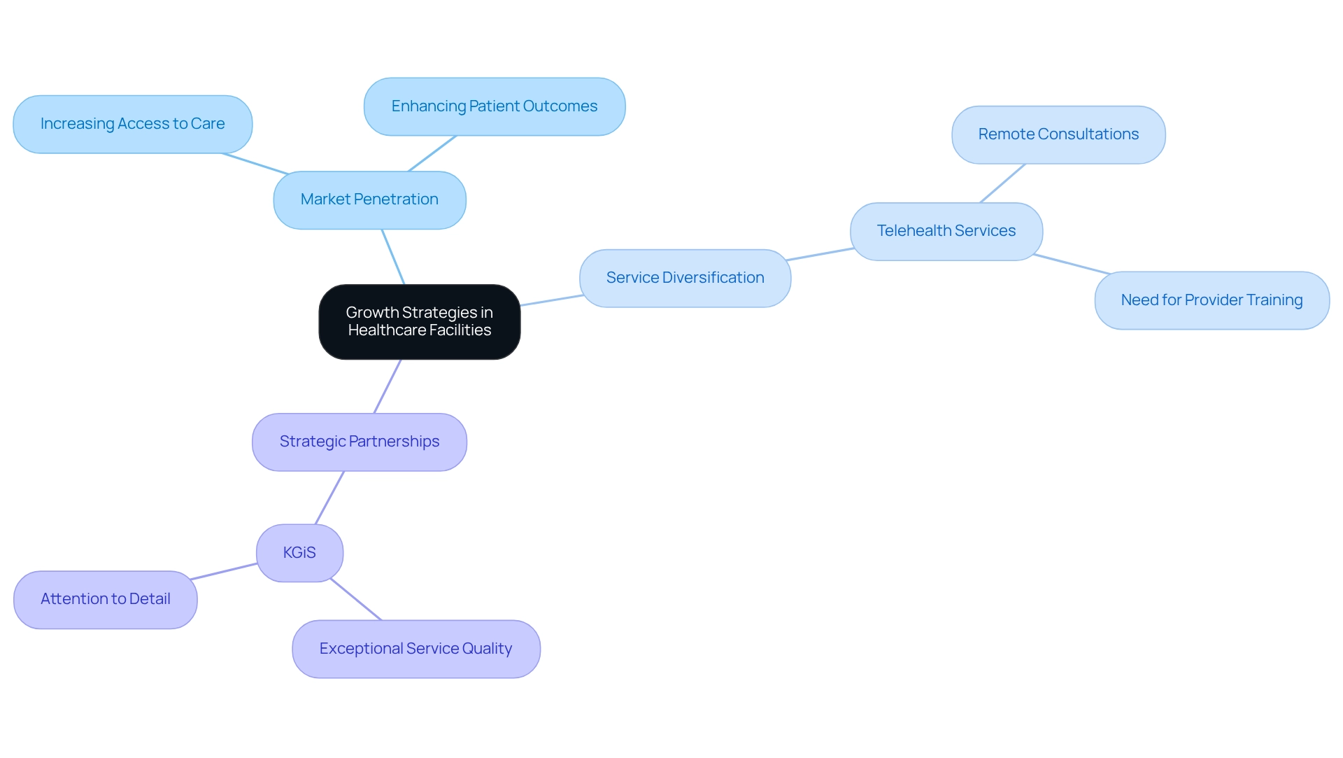 The central node represents the overall topic, with branches illustrating key growth strategies and their specific examples. The central node represents the overall topic, with branches illustrating key growth strategies and their specific examples.