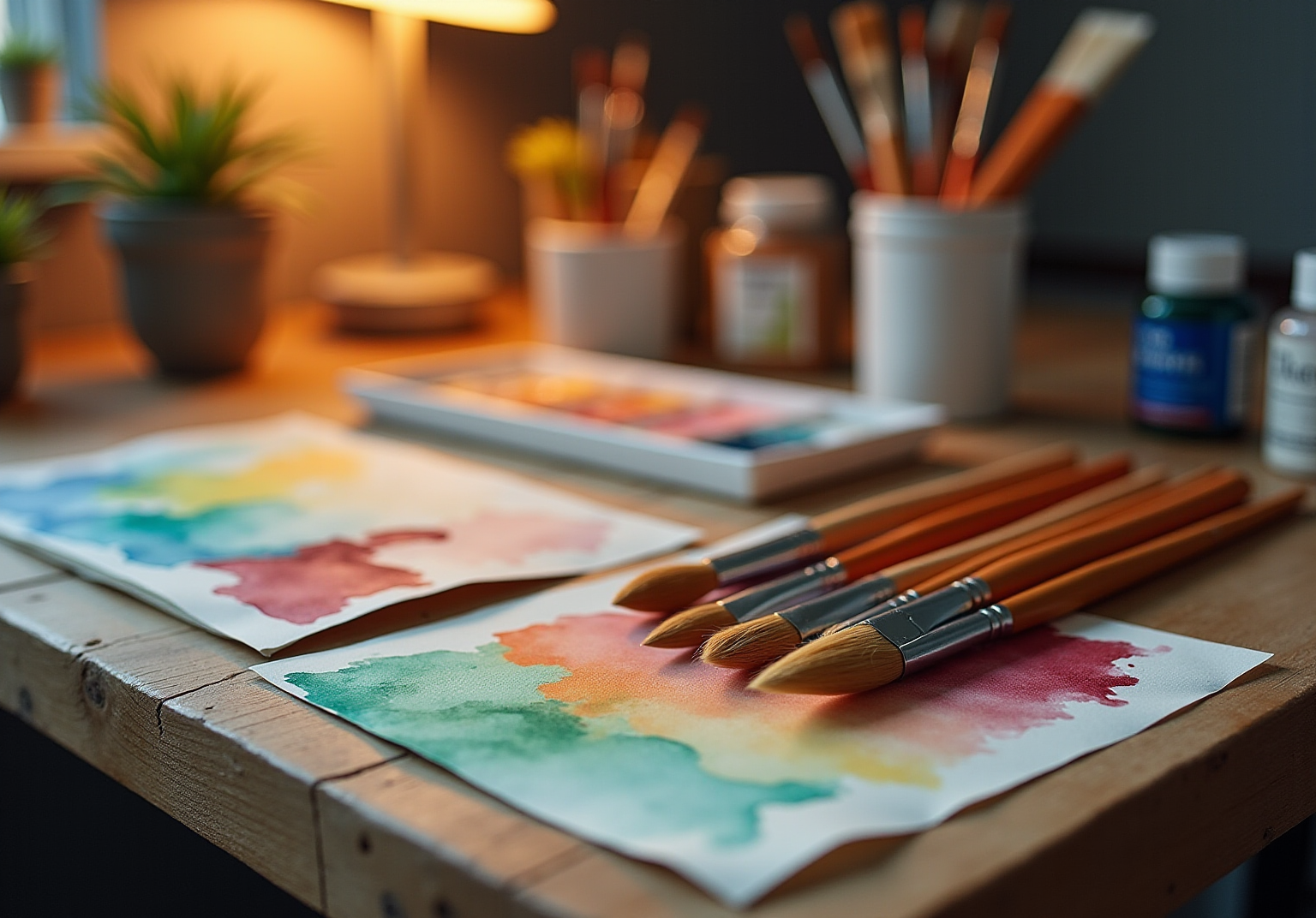Evaluating Watercolor Brushes in an Art Studio