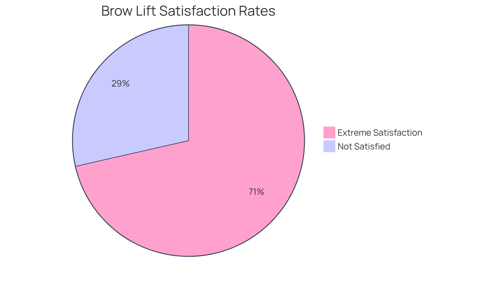 The teal slice shows the percentage of patients who felt extremely satisfied with their results after six months, while the gray slice represents those who did not feel the same level of satisfaction.