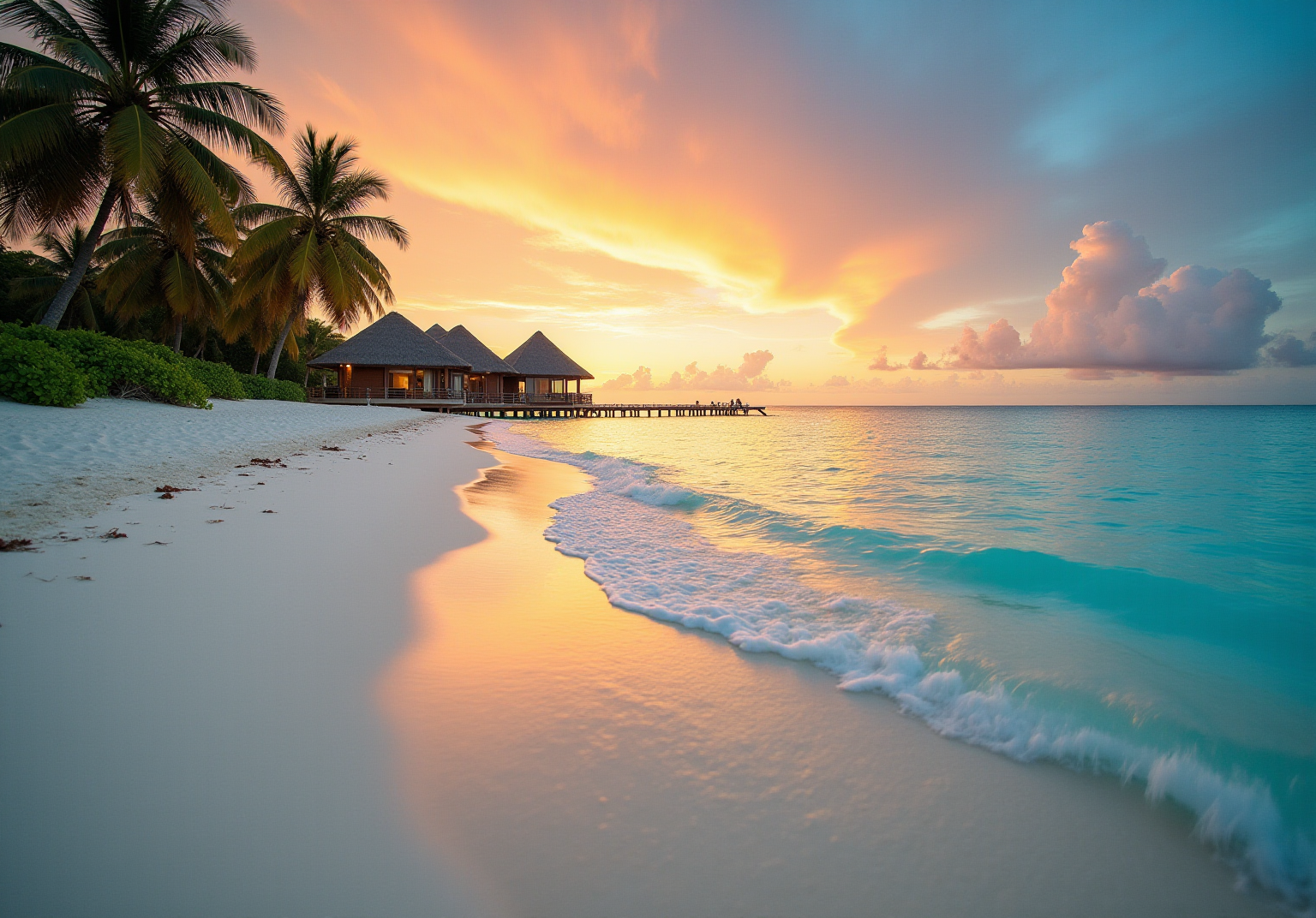 Serene Maldives Beach at Sunset