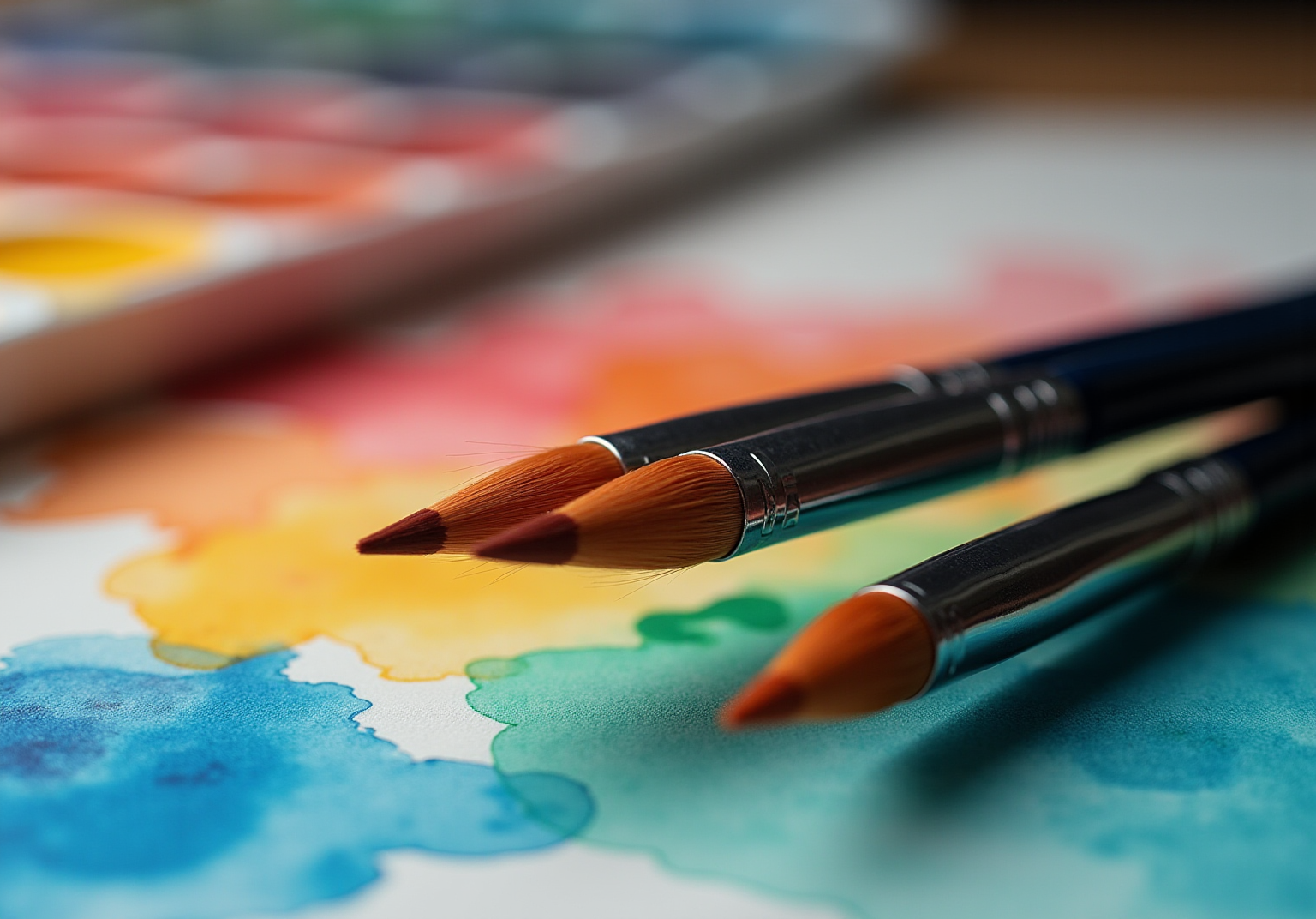 Da Vinci Watercolor Brushes in an Artist's Studio Da Vinci Watercolor Brushes in an Artist's Studio
