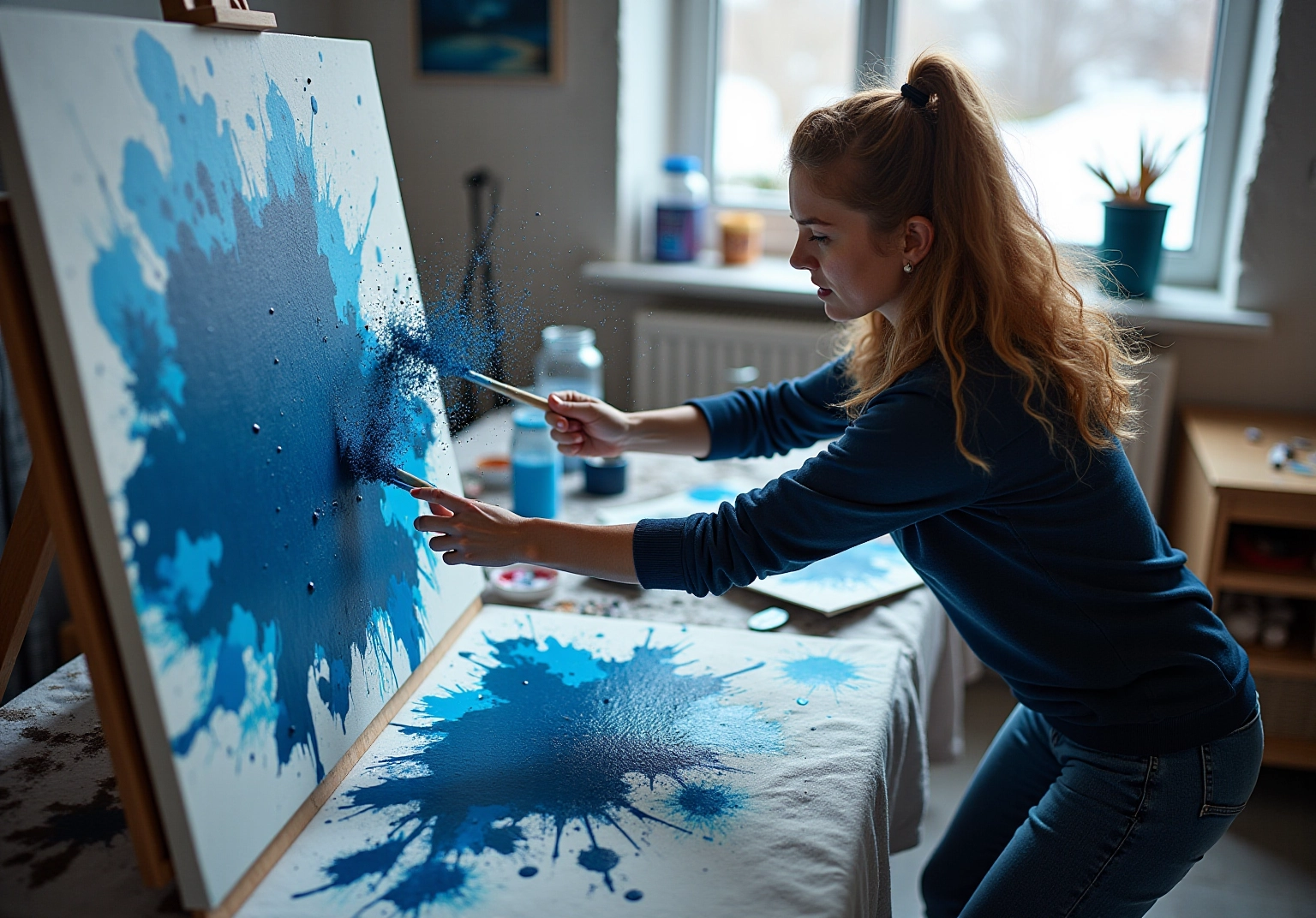 Dynamic Splatter Painting in Winter Dynamic Splatter Painting in Winter