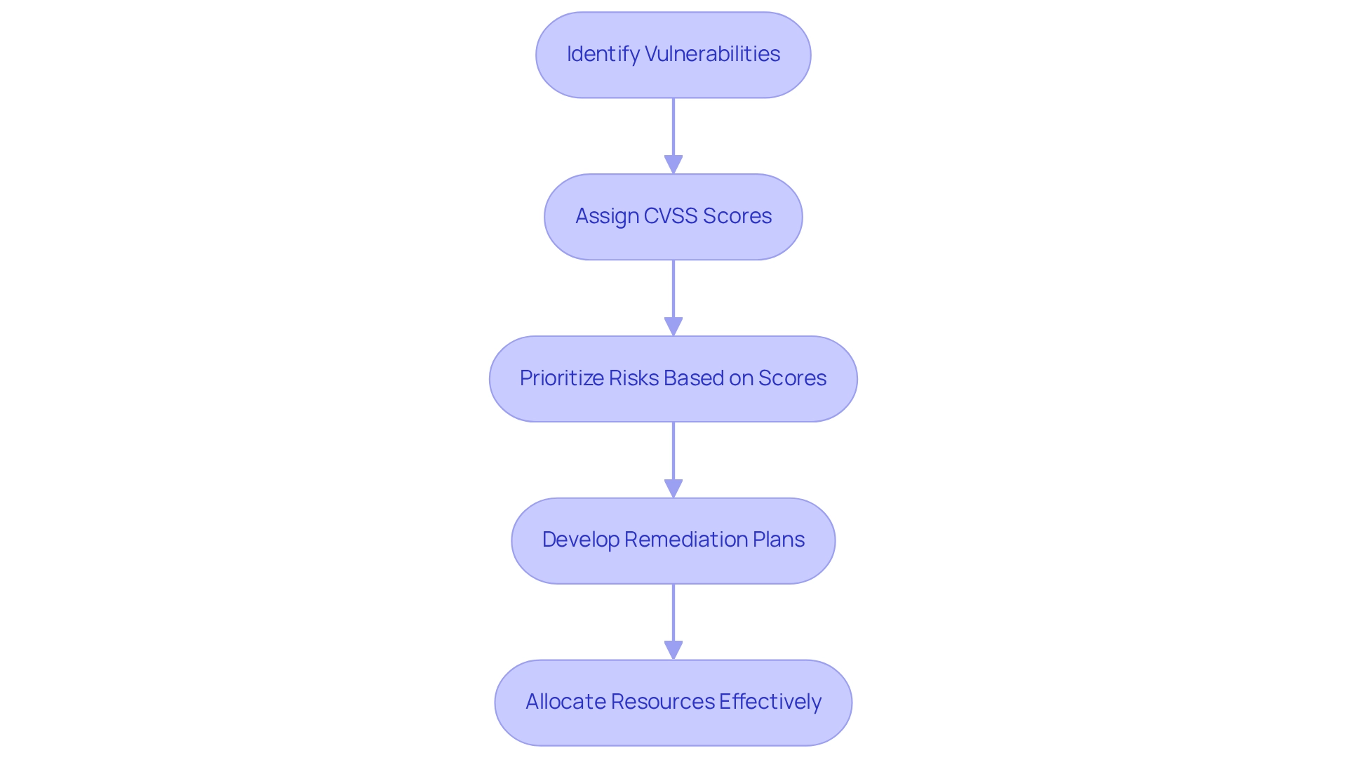 Each box represents a step in the CVSS process, with arrows indicating the sequential flow from identifying vulnerabilities to allocating resources.