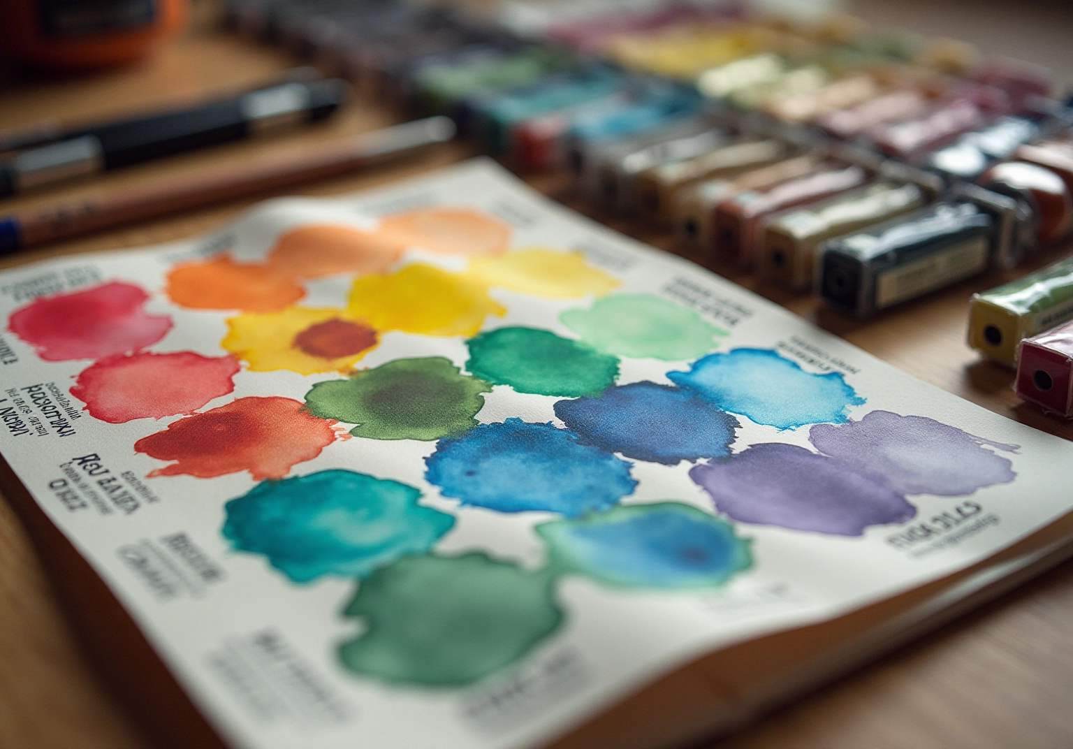 Eco-Friendly Watercolor Materials in an Artist's Workspace Eco-Friendly Watercolor Materials in an Artist's Workspace