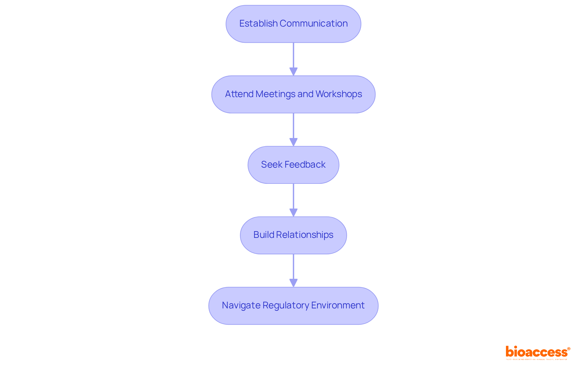 Each box represents a crucial step in the engagement process. Follow the arrows to see how each action builds on the previous one, guiding you toward successful marketing authorization.