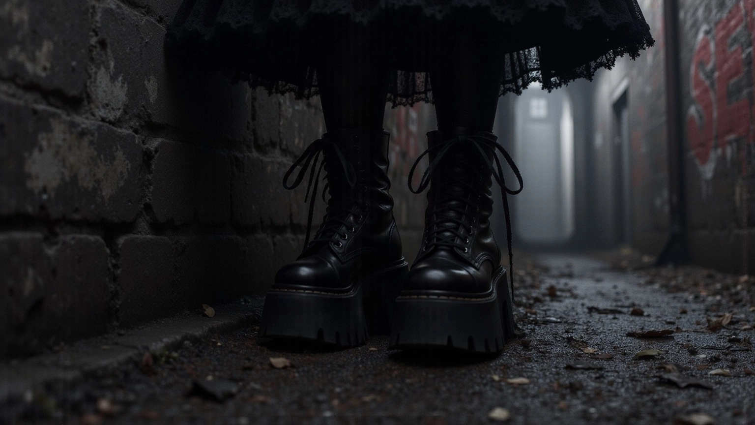 Edgy Goth Boots in Urban Setting