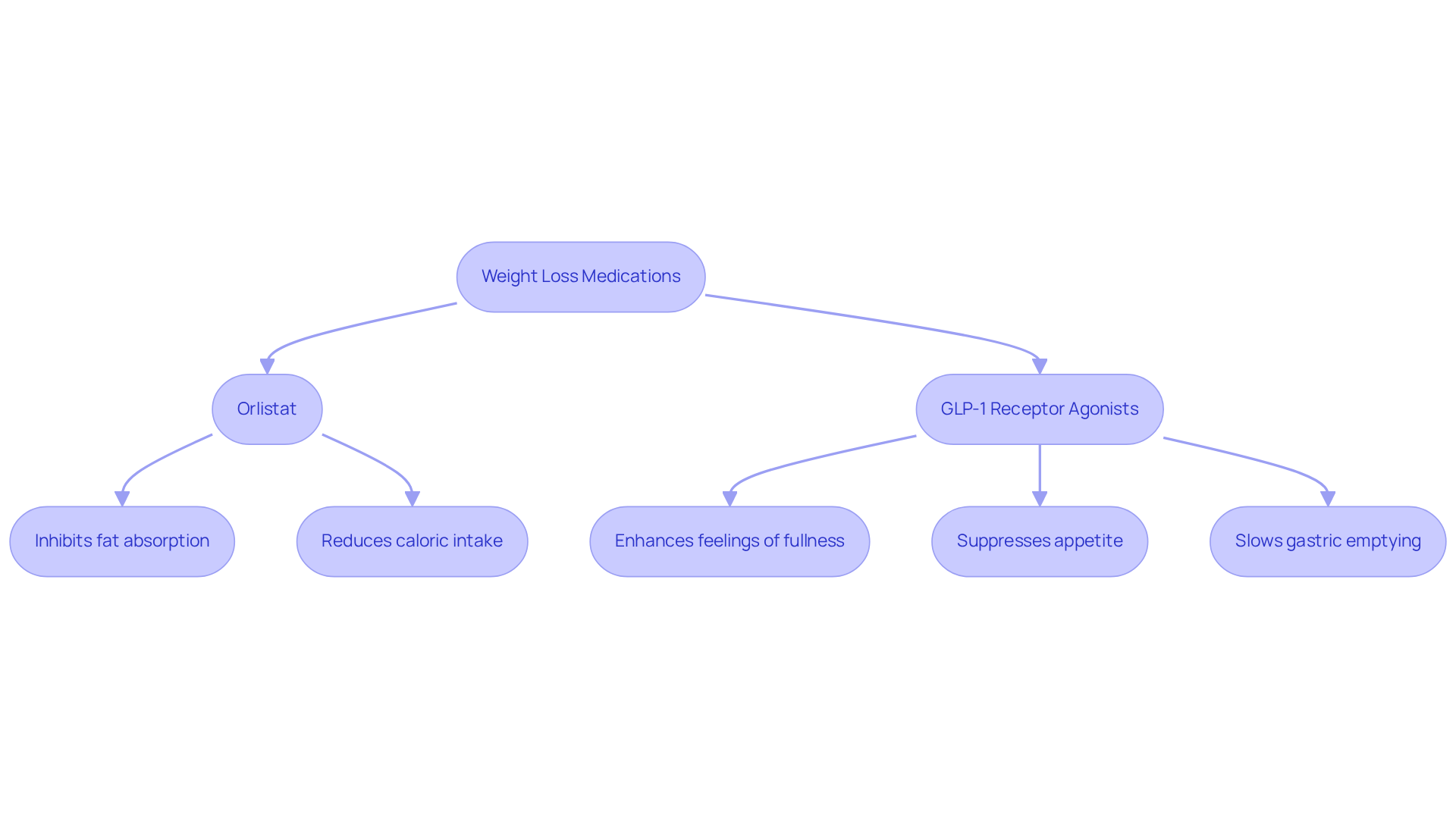 This flowchart illustrates how different weight loss medications work. Each box represents a medication or its mechanism, showing how they contribute to weight management. Follow the arrows to understand the process and benefits of each treatment. This flowchart illustrates how different weight loss medications work. Each box represents a medication or its mechanism, showing how they contribute to weight management. Follow the arrows to understand the process and benefits of each treatment.