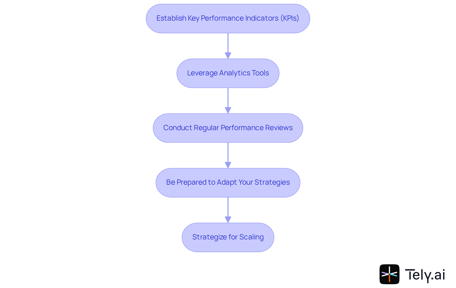 Each box represents a crucial step in the process of monitoring and scaling your business. Follow the arrows to see how each step leads to the next, helping you build a successful strategy.
