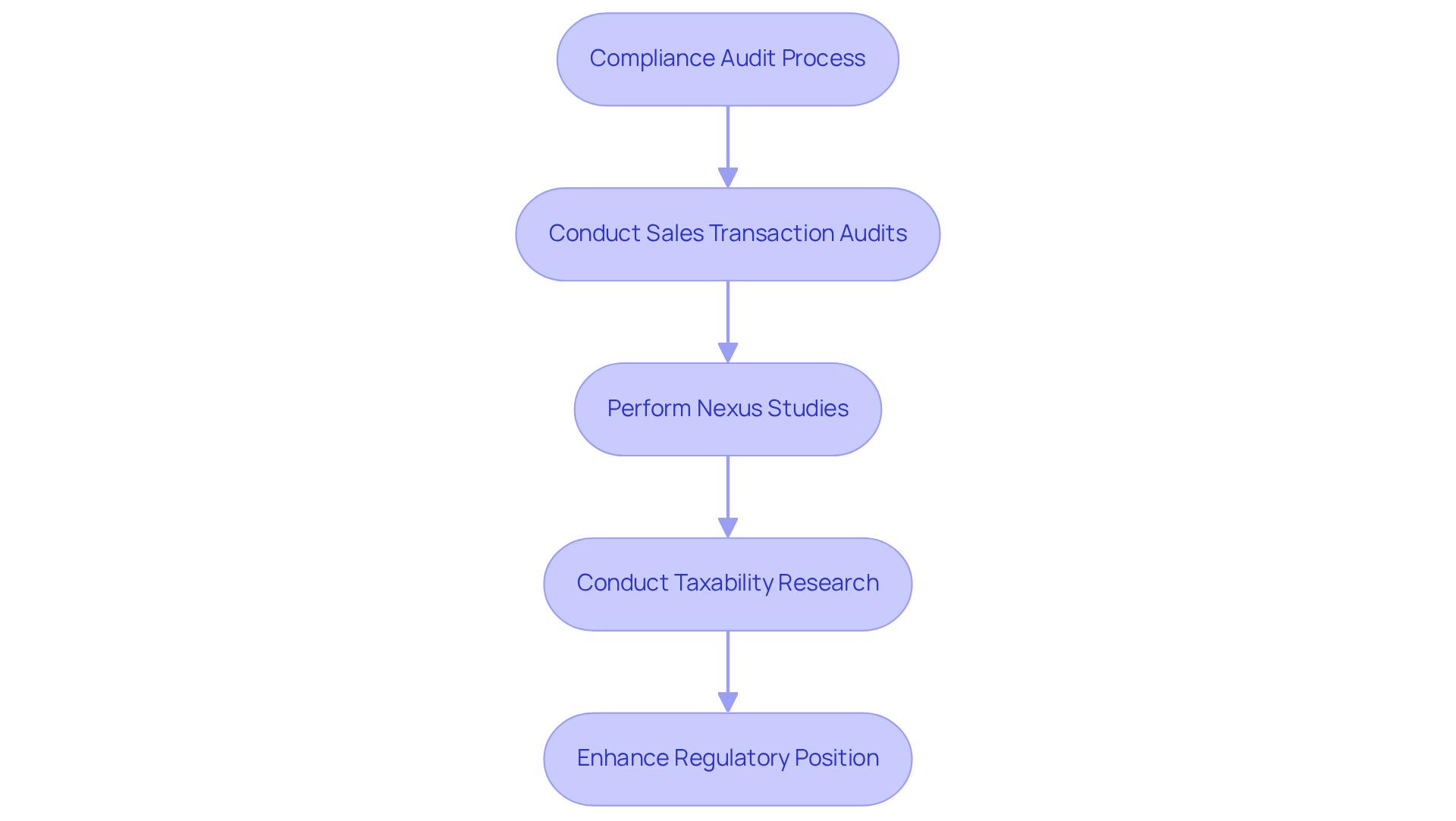 Each step in the flowchart represents a crucial part of the compliance audit process. Follow the arrows to see how each action helps e-commerce businesses identify and mitigate risks.