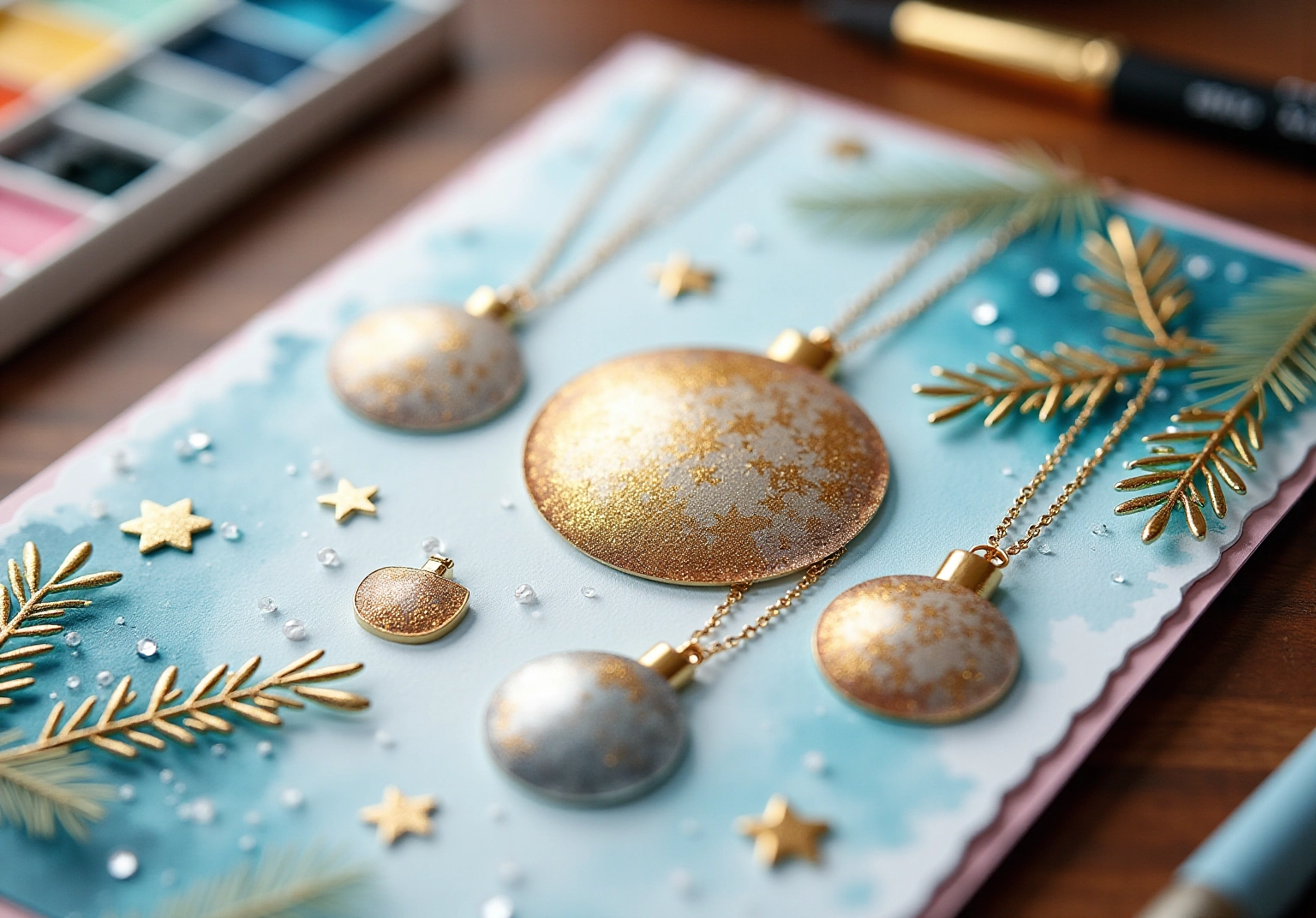 Elegant Christmas Card Design with Metallic Accents